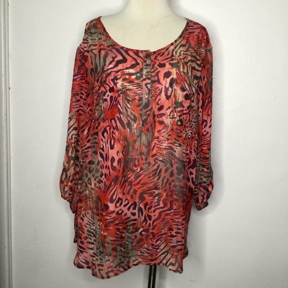 Sara Michelle | Tops | Sara Michelle Animal Print Multicolor Blouse ...